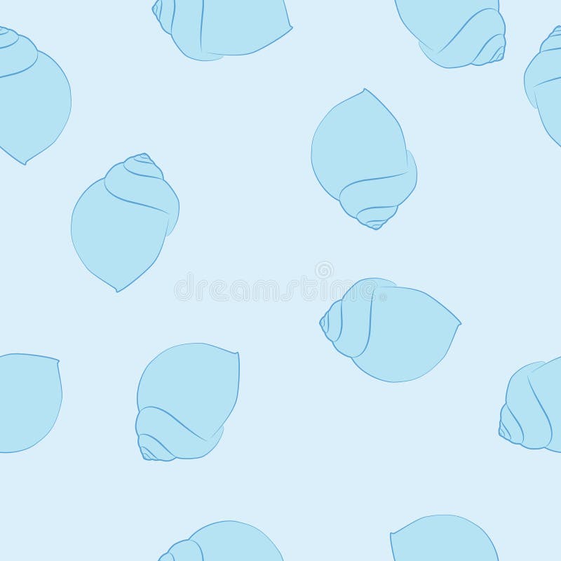 Seamless Pattern Blue Seashells Silhouettes on Blue Stock Vector ...