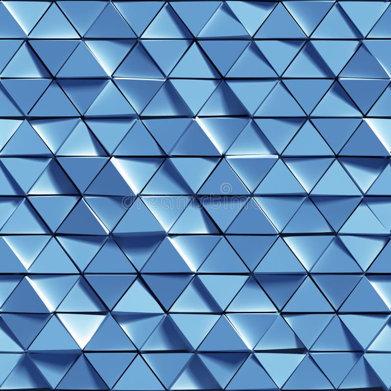 Seamless Pattern of Blue Triangles 3D Render Stock Illustration ...
