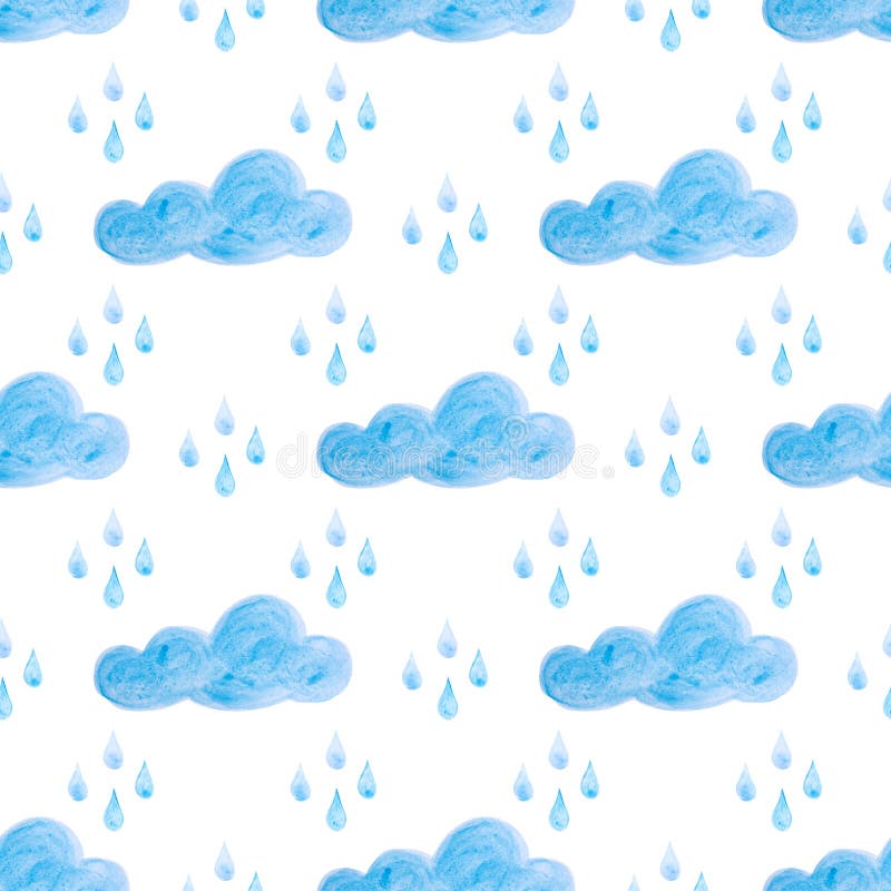 Seamless Watercolor Rain Pattern. Stock Illustration - Illustration of ...