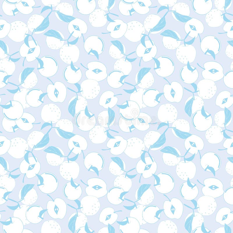 Seamless Pattern with Blue and White Apples Illustration Stock Vector ...