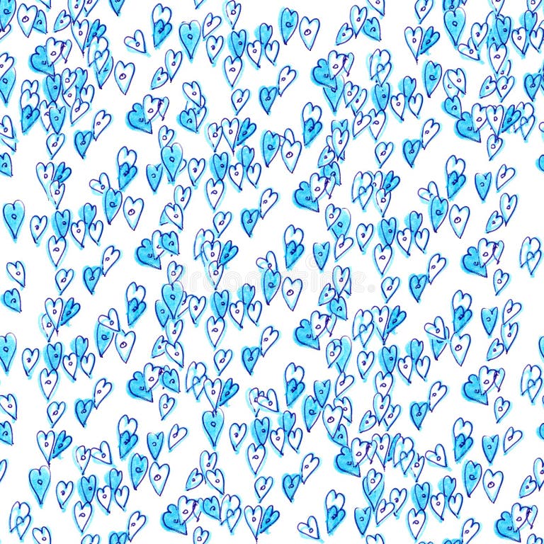 Seamless Pattern with Blue and White Hearts Stock Illustration ...