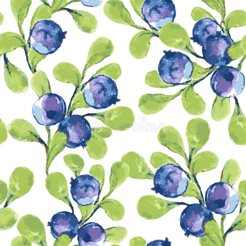 Seamless Pattern with Blueberries. Stock Vector - Illustration of leaf ...
