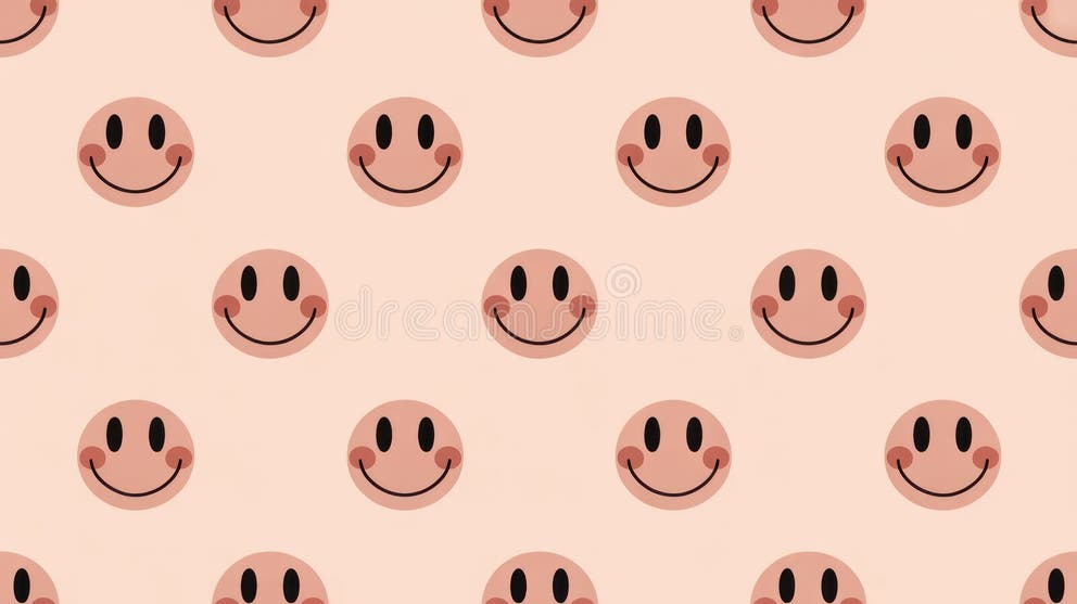 Seamless Pattern Blush Pink Smiley Faces Happy Cheeks Repeating Texture ...