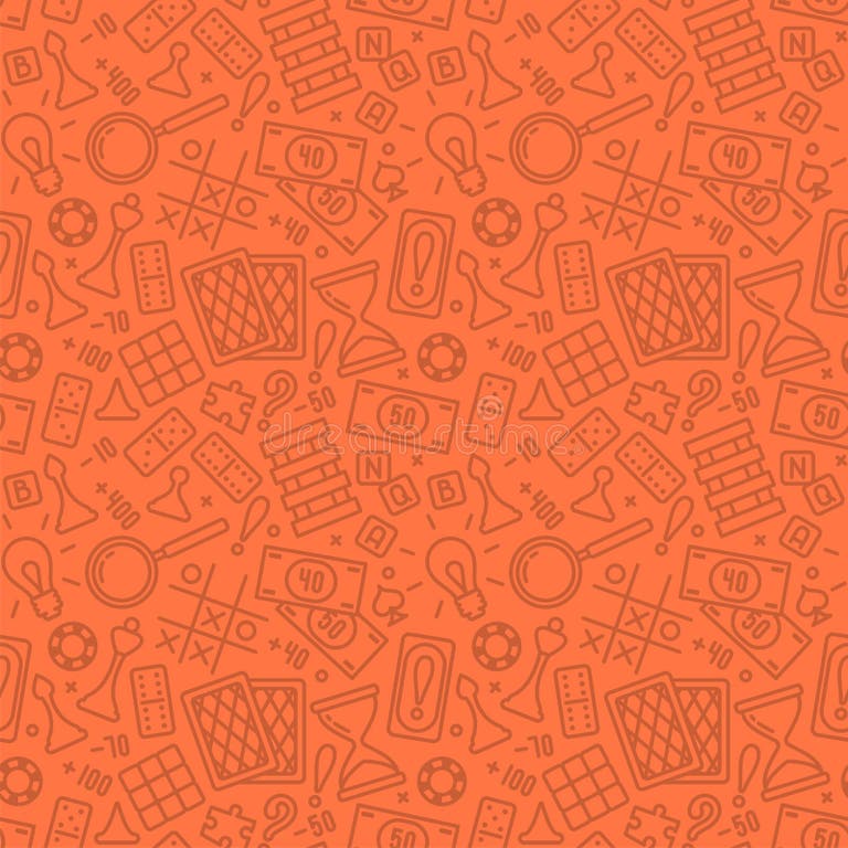 Seamless Pattern with Board Game Attributes in Linear Style Stock ...