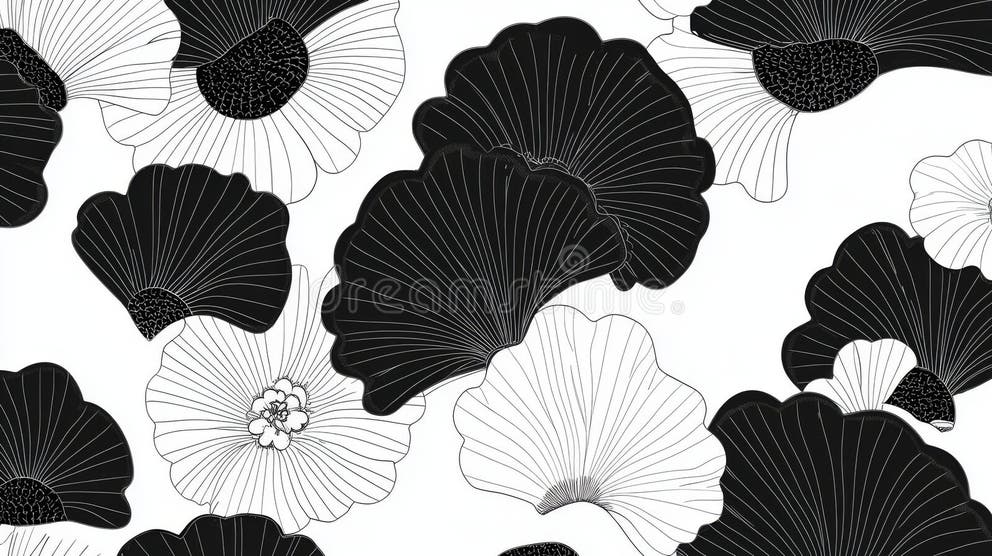 A Seamless Pattern Boasting Elegant Black and White Floral Designs that ...