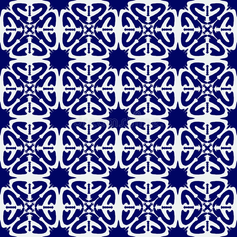 Seamless Pattern with Bold Navy Blue Abstract Shapes Arranged ...