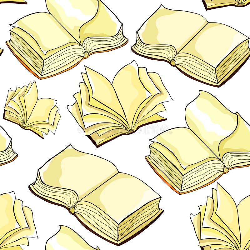 Seamless Pattern Book Opened with Pages. Vector Illustration Stock ...