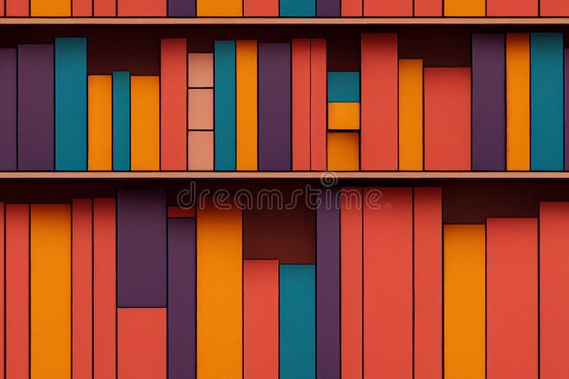 Seamless Pattern. Book Shelf with Colorful Books. Vector 3d ...