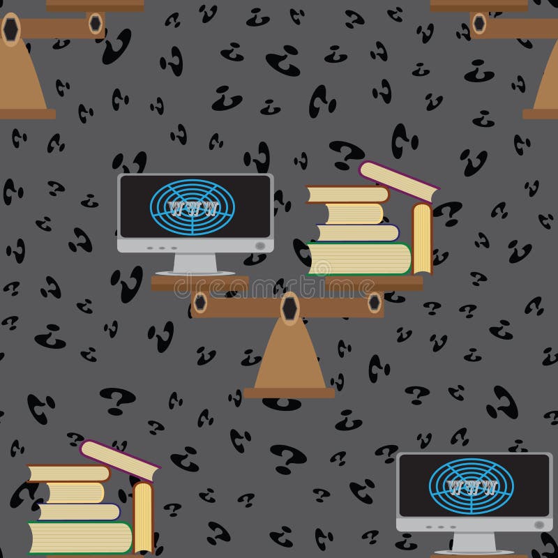 Seamless Pattern with Books, Computer with Internet, Scales and ...