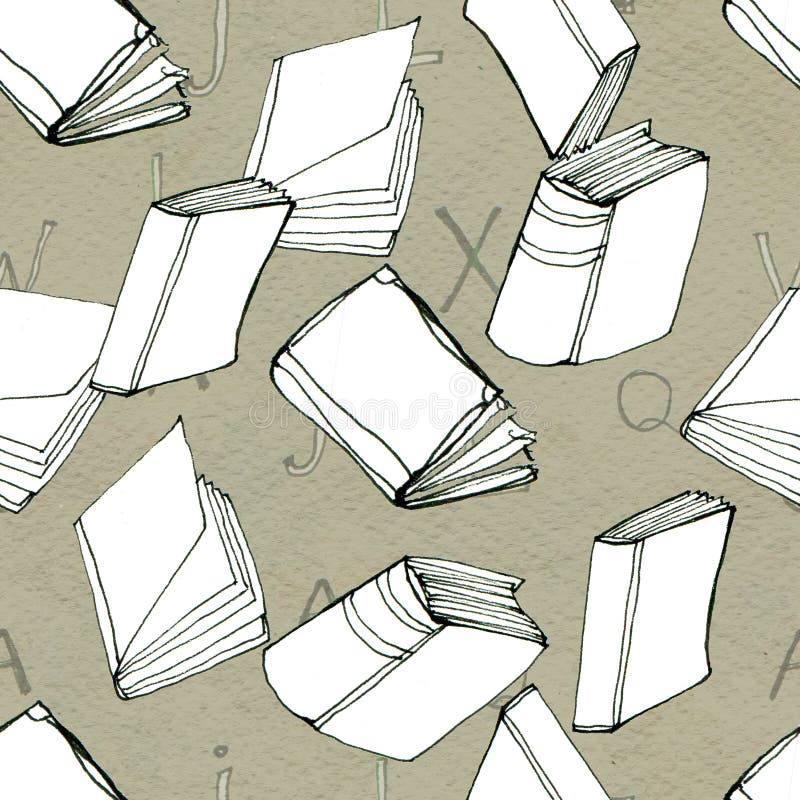 Seamless Pattern with Books Stock Illustration - Illustration of ...