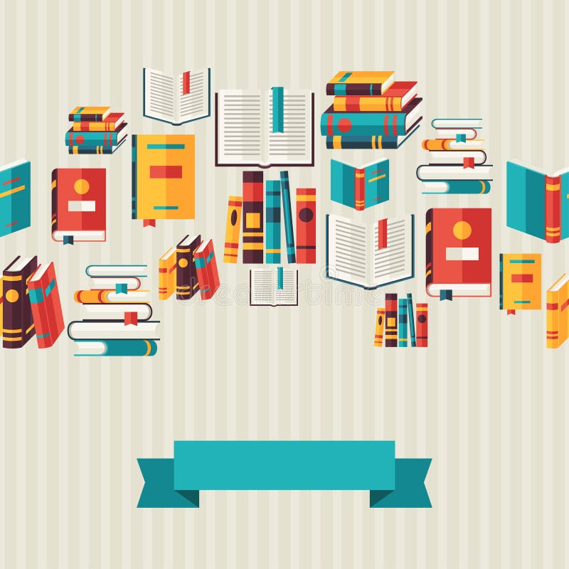 Seamless Pattern with Books in Flat Design Style Stock Vector ...