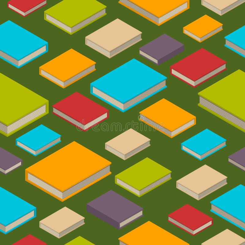Seamless Pattern of Books. Isometric Flat Style. Stock Vector ...