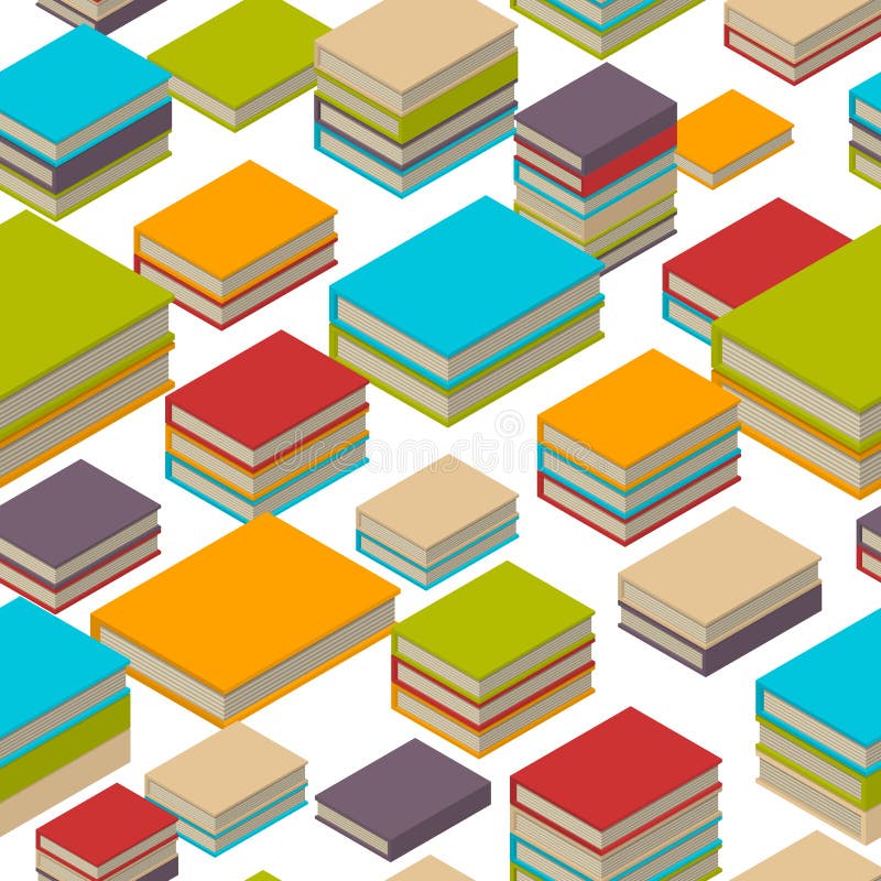 Seamless Pattern of Books. Isometric Flat Style. Stock Vector ...