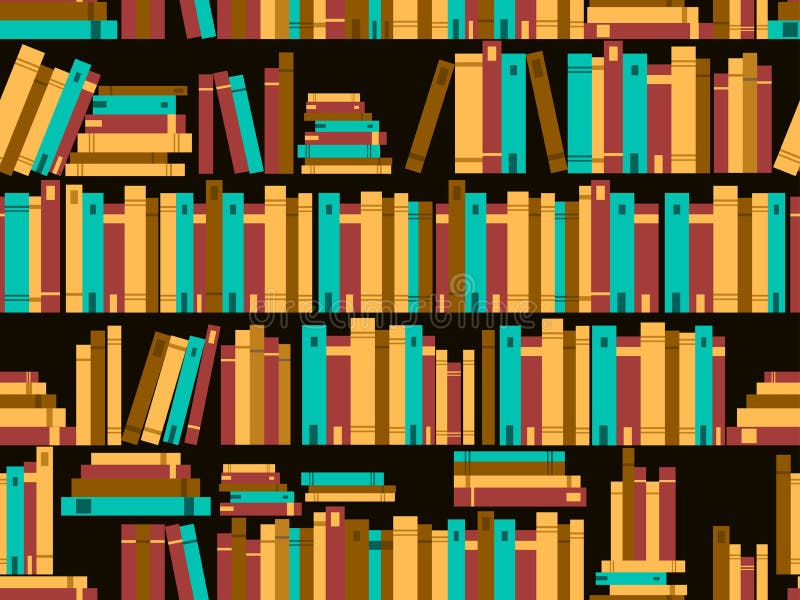 Seamless Pattern with Books, Library Bookshelf. Vector Stock Vector ...