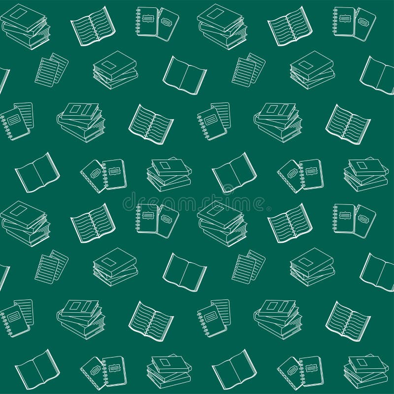 Seamless Pattern with Books, Textbook, Notebook, Schoolbook, Diary ...