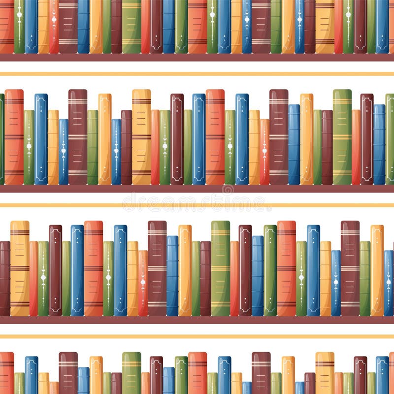 Seamless Pattern with Bookshelves. Nice Stack of Books Stock Vector ...