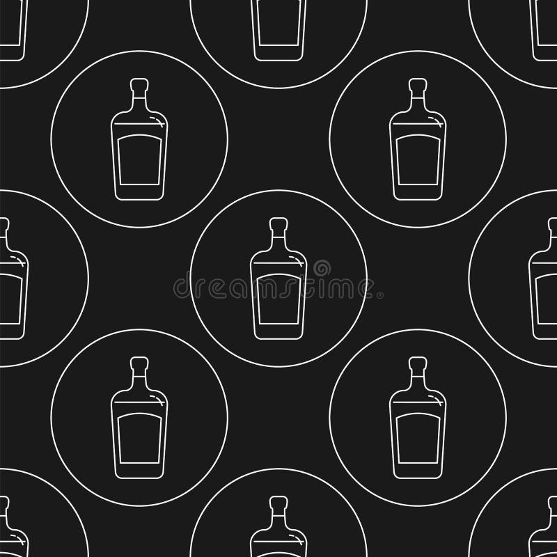 Seamless Pattern of Bottle of Liquor in Flat Style in Form of Thin ...