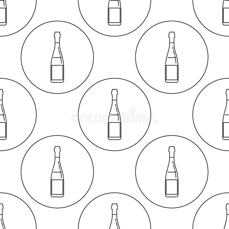 Seamless Pattern of Bottle of Red Wine in Flat Style in Form of Thin ...