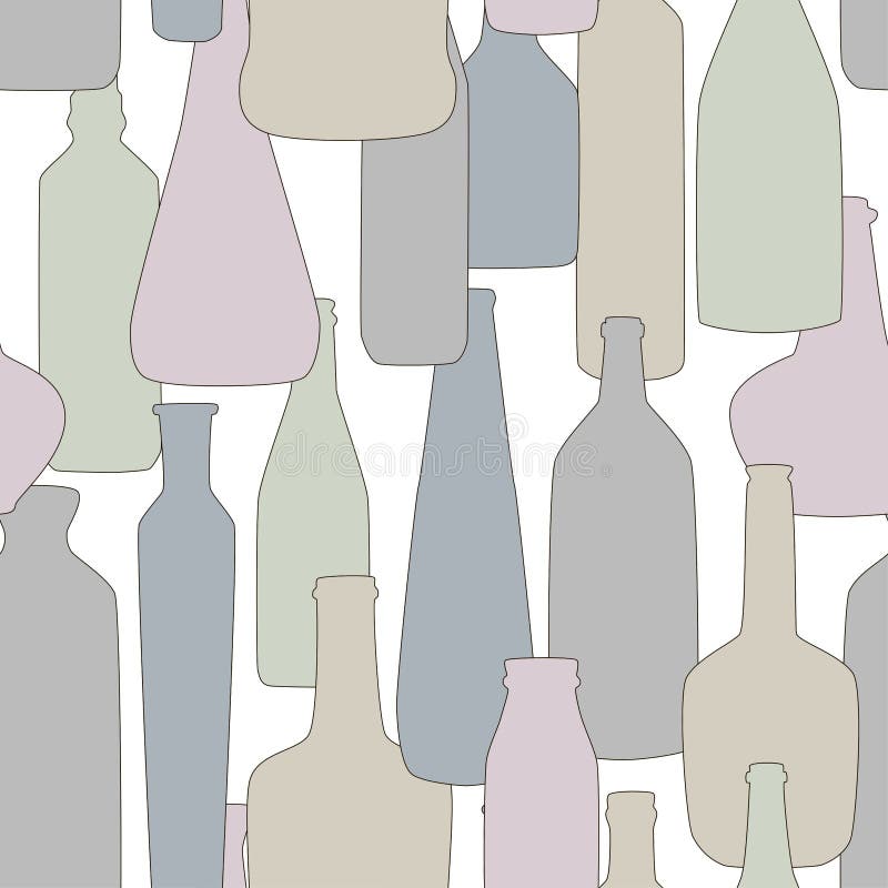 Seamless Pattern with Bottles of Pastel Colors. Stock Vector ...