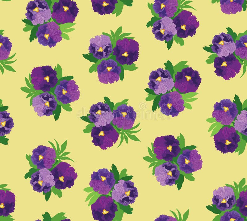 Seamless Pattern with Bouquets of Violet Flowers Stock Vector ...