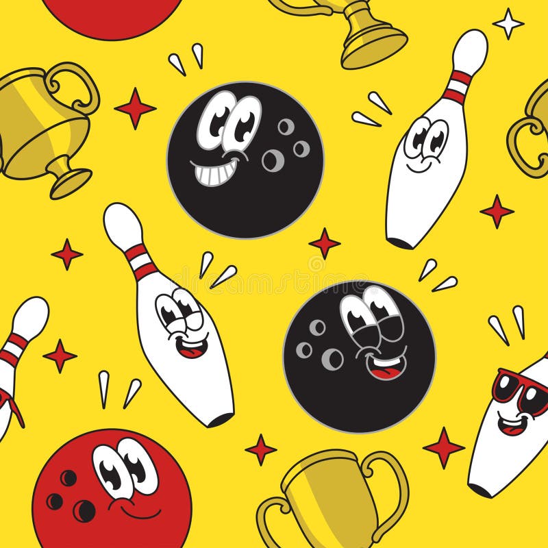 Seamless Pattern of Bowling Mascot Character Stock Vector ...
