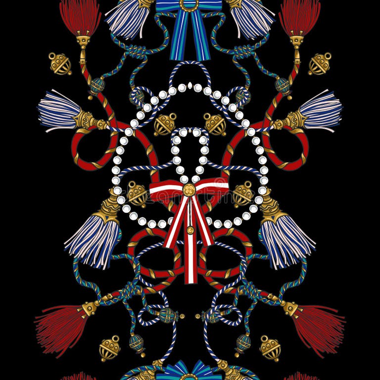 Seamless Pattern with Bows, Pearls and Ropes. Vector. Stock Vector ...