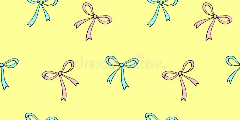 Seamless Pattern with Bows, Ribbons. Cute Fun Simple Abstract Vector ...