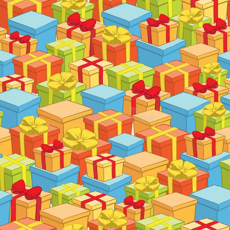 Seamless Pattern of Boxes with Gifts - Vector Holiday Stock Vector ...