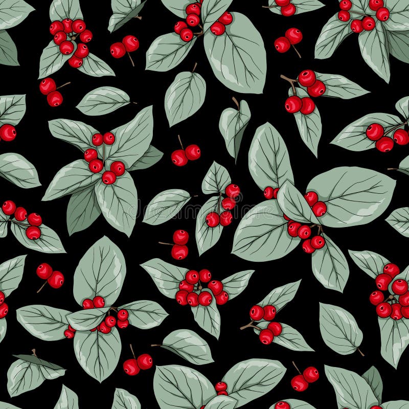 Seamless Pattern with Branches, Berries, Leaves Texture for Fabric ... Seamless Pattern with Branches, Berries, Leaves Texture for Fabric ...
