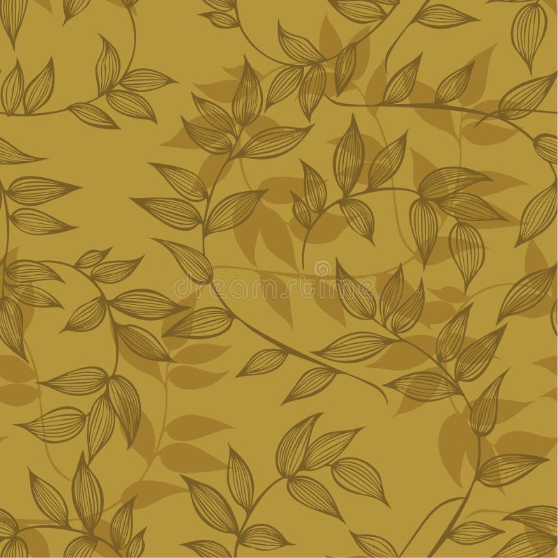 Seamless Pattern of Branches with Leaves, Hand-drawing. Vector I Stock ...