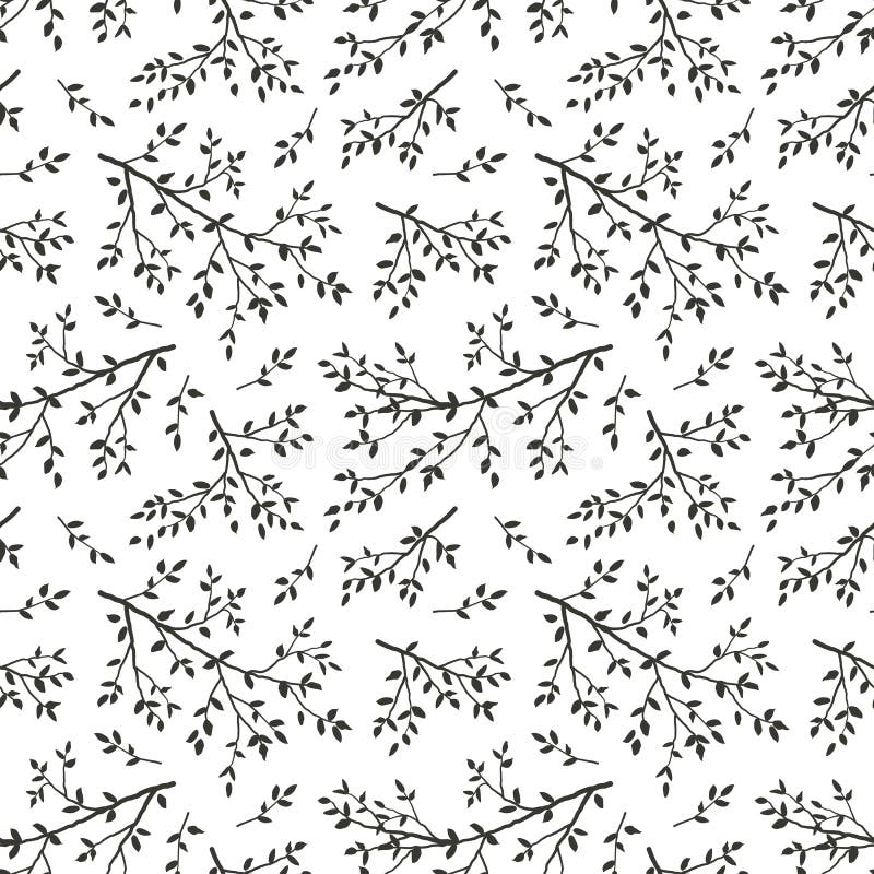 Seamless Pattern with Branches of Tree. Tree Branches with Leaves on a ...