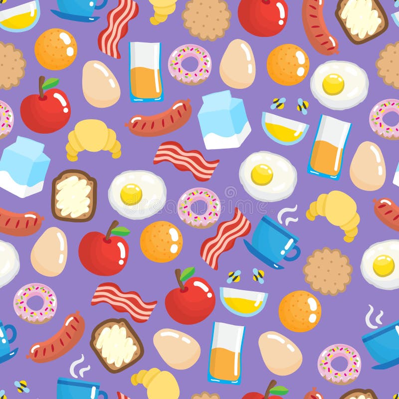 Seamless Pattern with Breakfast Food. Stock Illustration - Illustration ...