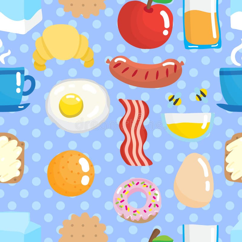 Seamless Pattern with Breakfast Food. Stock Illustration - Illustration ...