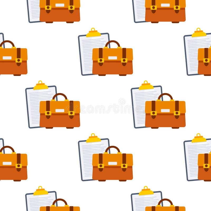 Seamless Pattern with Briefcase and Clipboard Representing Business ...