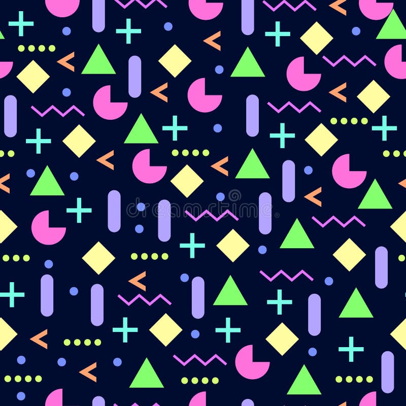 Seamless Pattern of Bright Abstract Figures. Vector. Blue Background ...