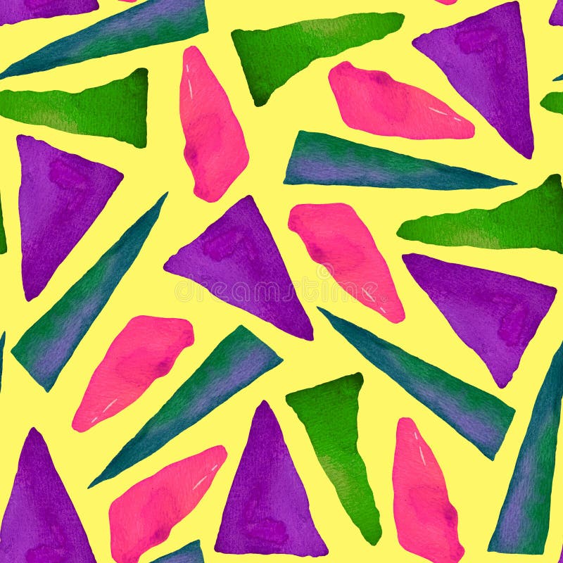 Seamless Pattern with Bright Abstract Watercolor Triangles Stock ...