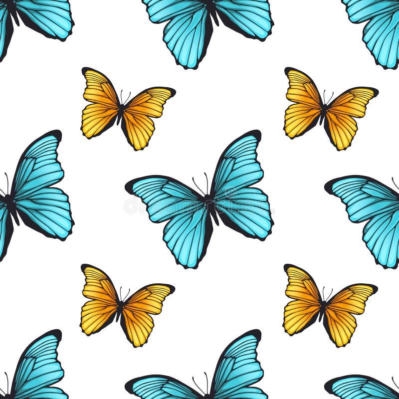 Seamless Pattern with Bright Butterflies Stock Vector - Illustration of ...