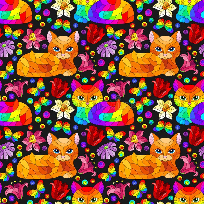 Rainbow Stained Glass Cat Lamp Stock Photos - Free & Royalty-Free Stock ...
