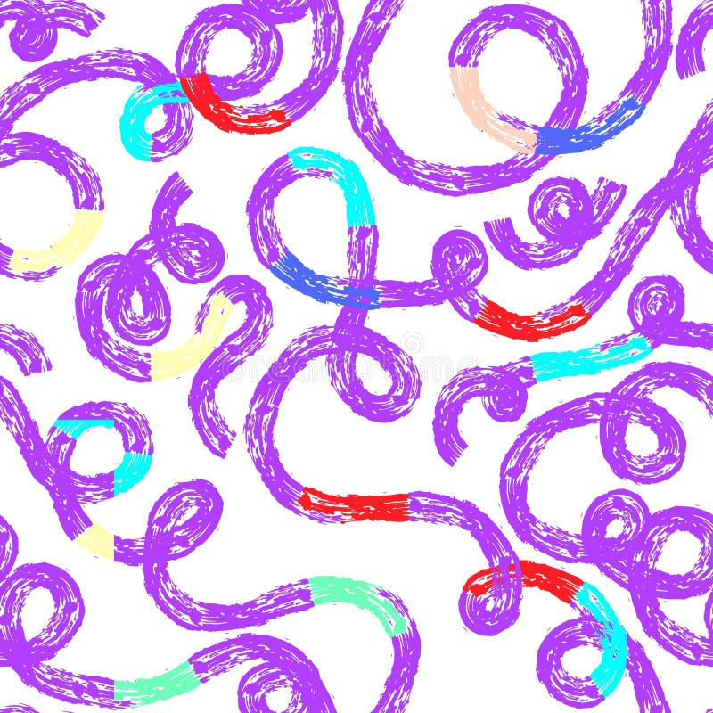 Seamless Pattern of Bright Colorful Abstract Squiggles Print ...