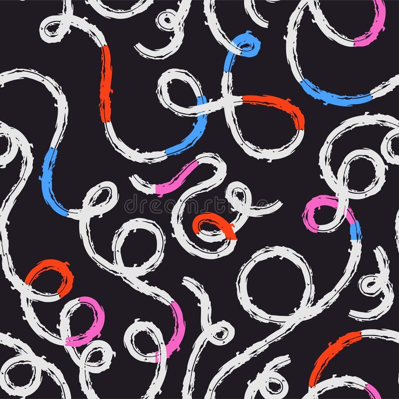 Seamless Pattern of Bright Colorful Abstract Squiggles Print ...