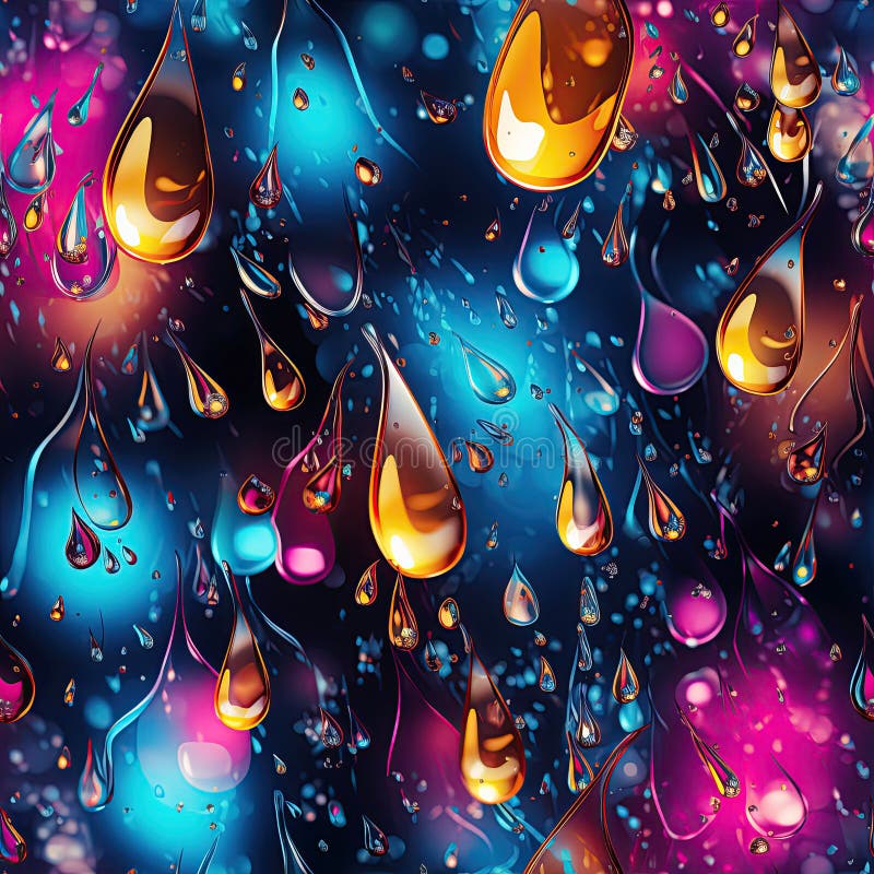 Seamless Pattern with Bright Colorful Rainbow Water Drop Droplets on ...