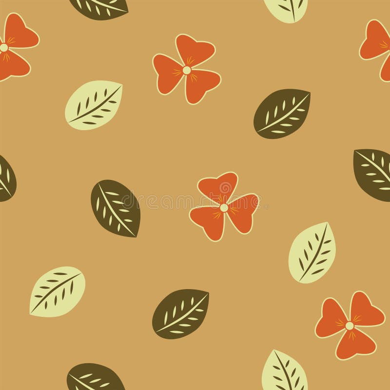 Seamless Pattern with Bright Flowers and Leaves on a Single Color ...