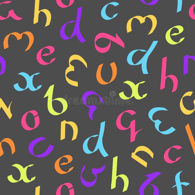Seamless Pattern of Bright Letters. Doodles Hand-drawing. Letters on ...