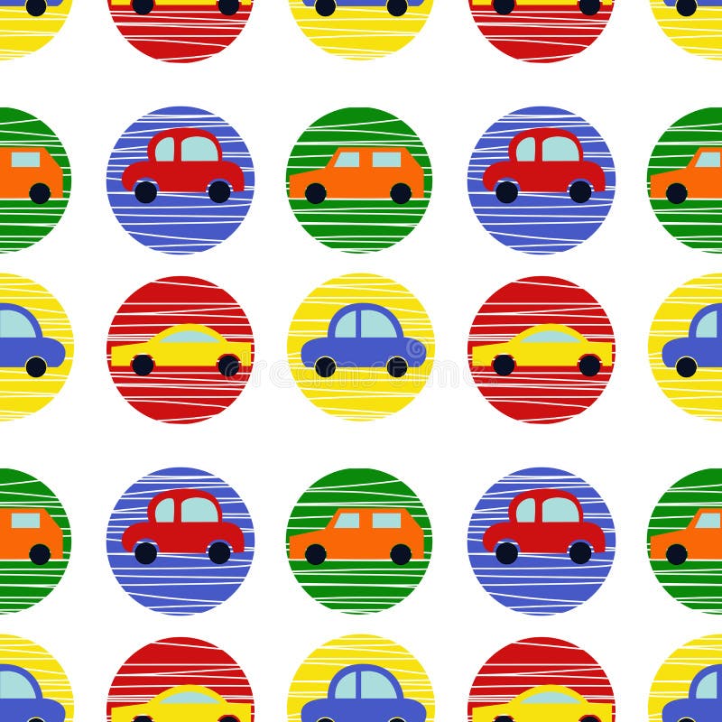 Seamless Pattern with Bright Modern Cars. Stock Vector - Illustration ...