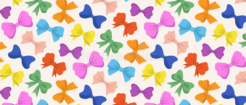 Seamless Pattern of Bright Multi-colored Bows. Bright Ribbons on a ...