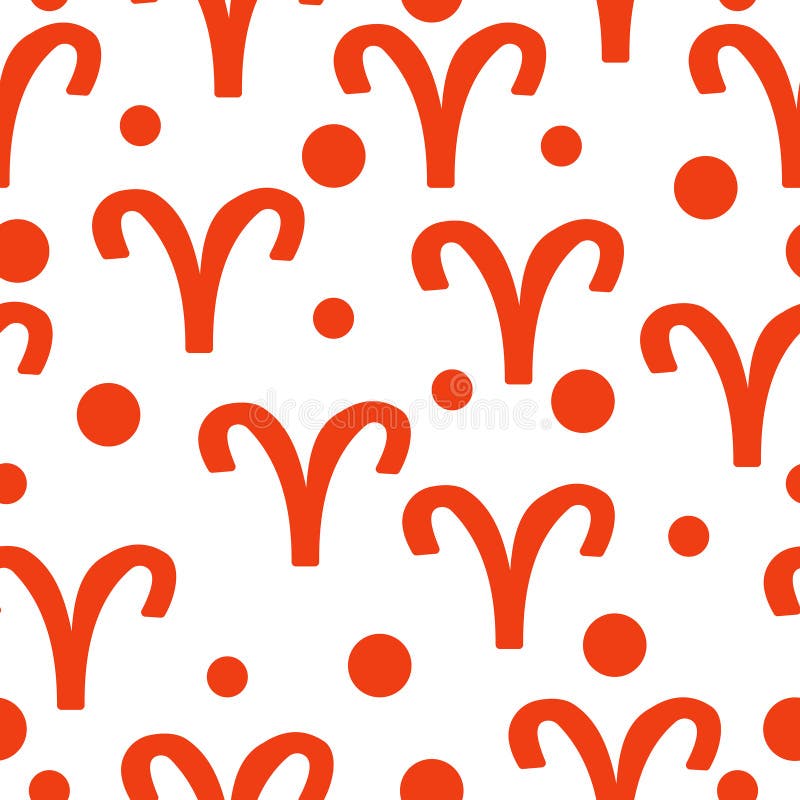 Seamless Pattern of Bright Orange Silhouettes of the Zodiac Sign Aries ...