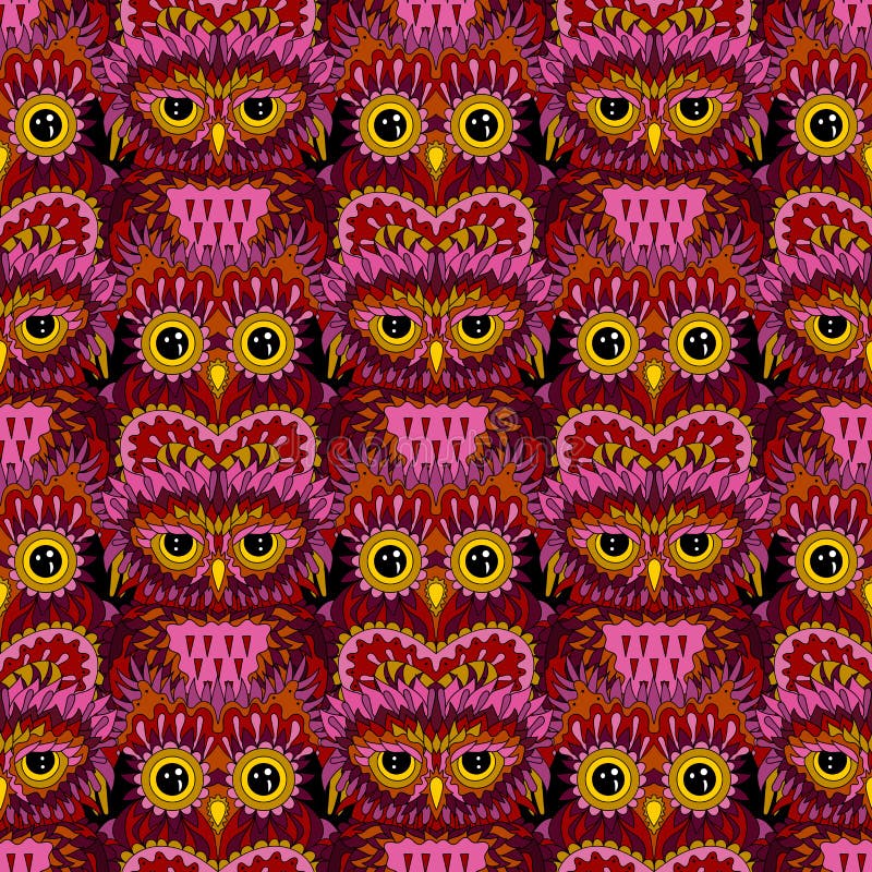 Seamless Pattern with Bright Owls. Stock Vector - Illustration of decor ...