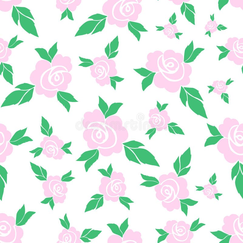 Seamless Pattern with Bright Roses and Leaves Stock Vector ...
