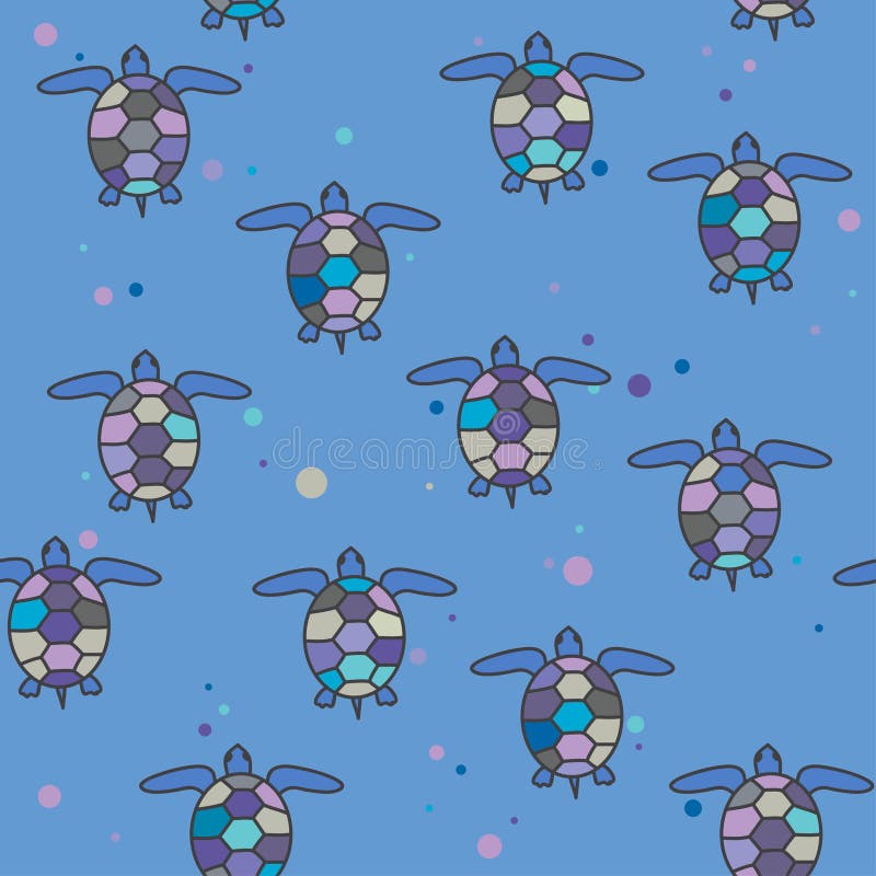 Sea Turtles Seamless Vector Pattern Stock Vector - Illustration of ...