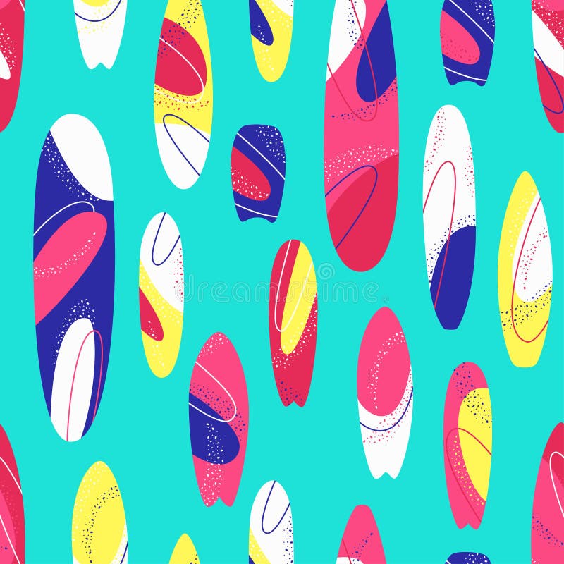 Seamless Pattern with Bright Surfboards Pointing in One Direction Stock ...